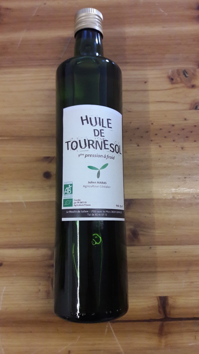 Huile vierge de tournesol, 75cl bio à Lyon Rhône (69)